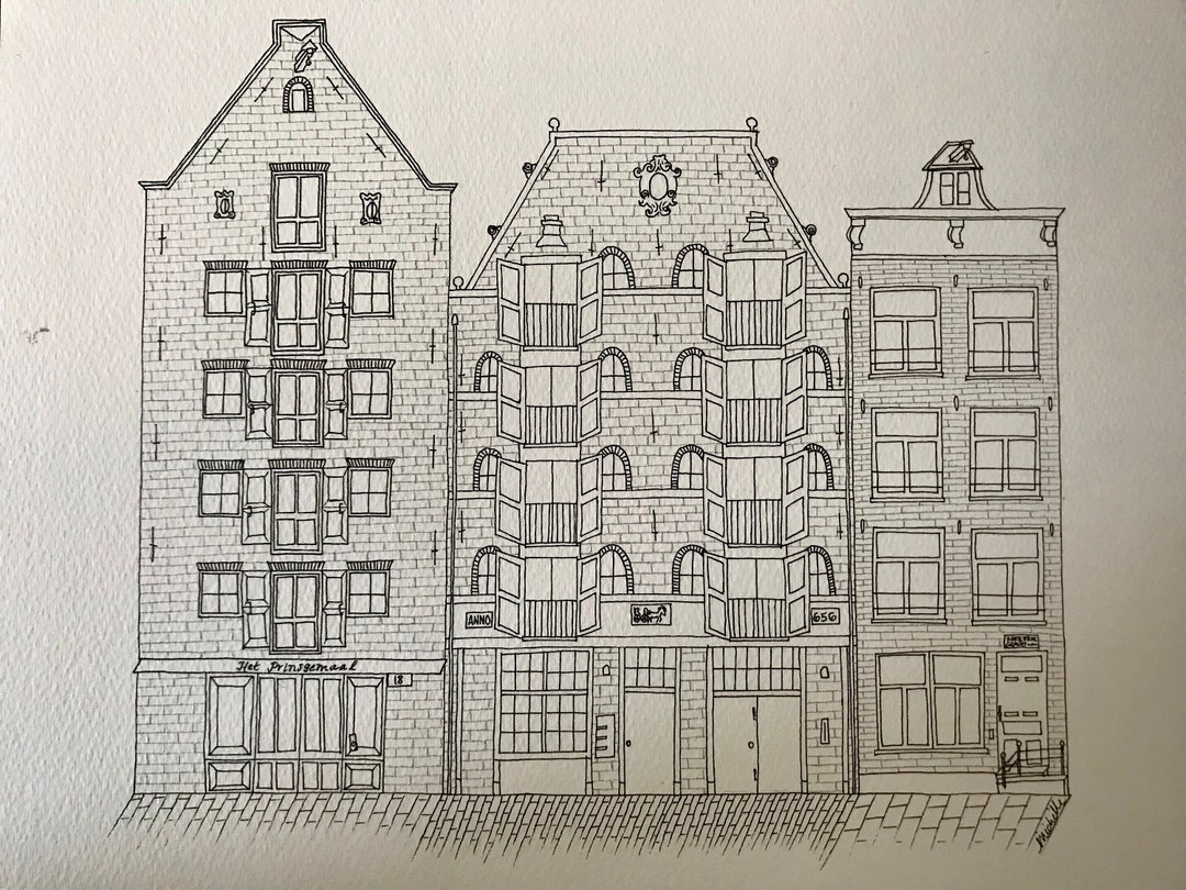 Custom Pen & Ink Drawing (triple Building) - Etsy