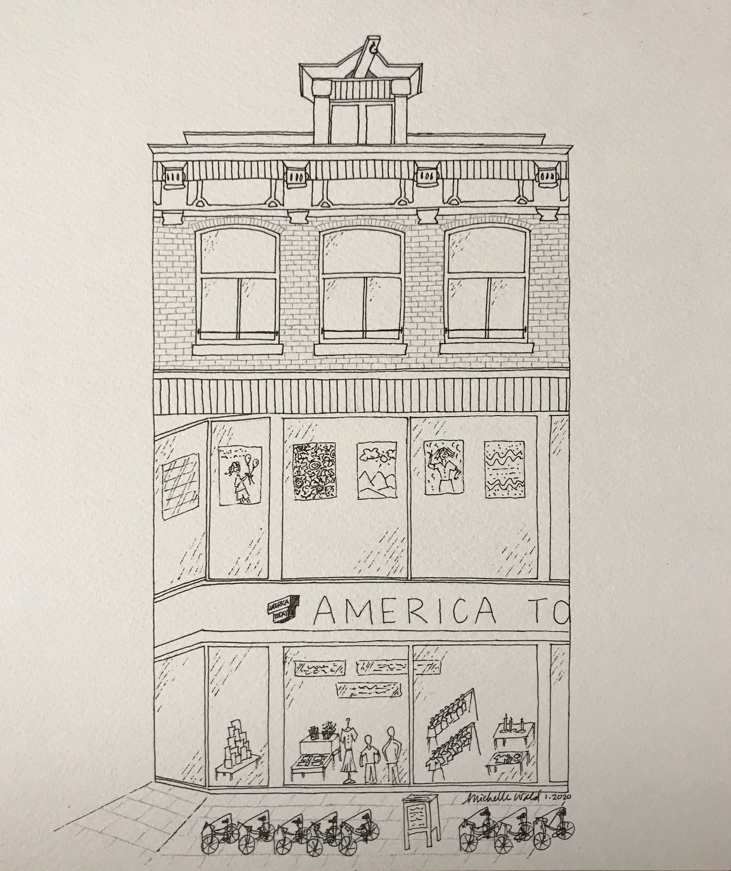 Custom Pen & Ink Drawing single Building - Etsy