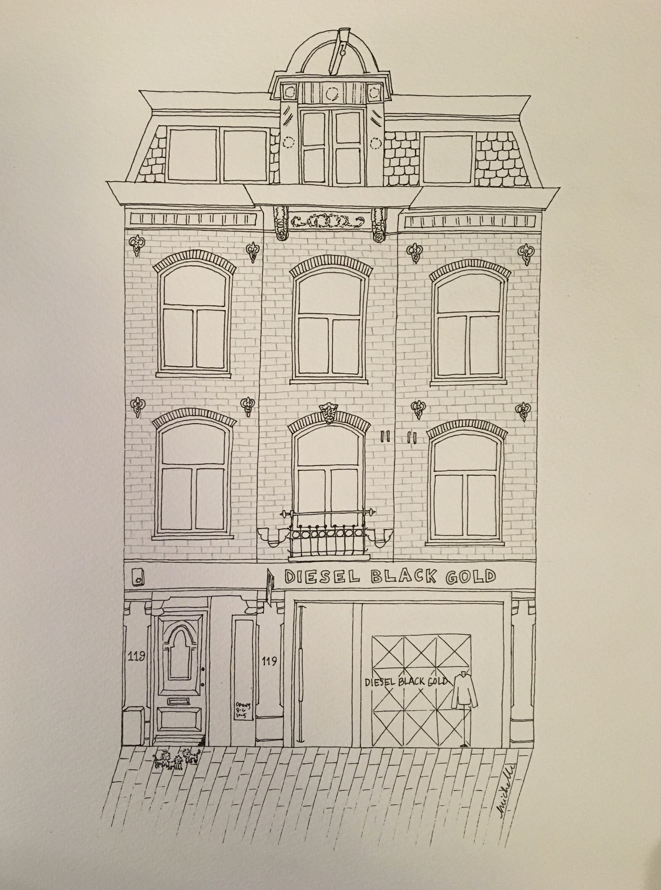 Custom Pen & Ink Drawing single Building - Etsy