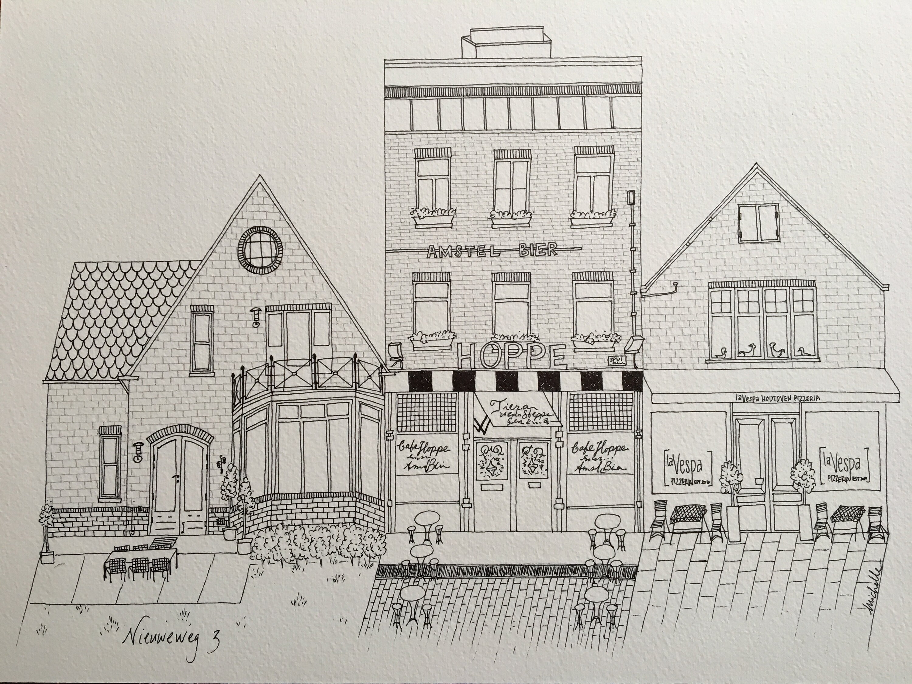 Custom Pen & Ink Drawing (triple Building) - Etsy