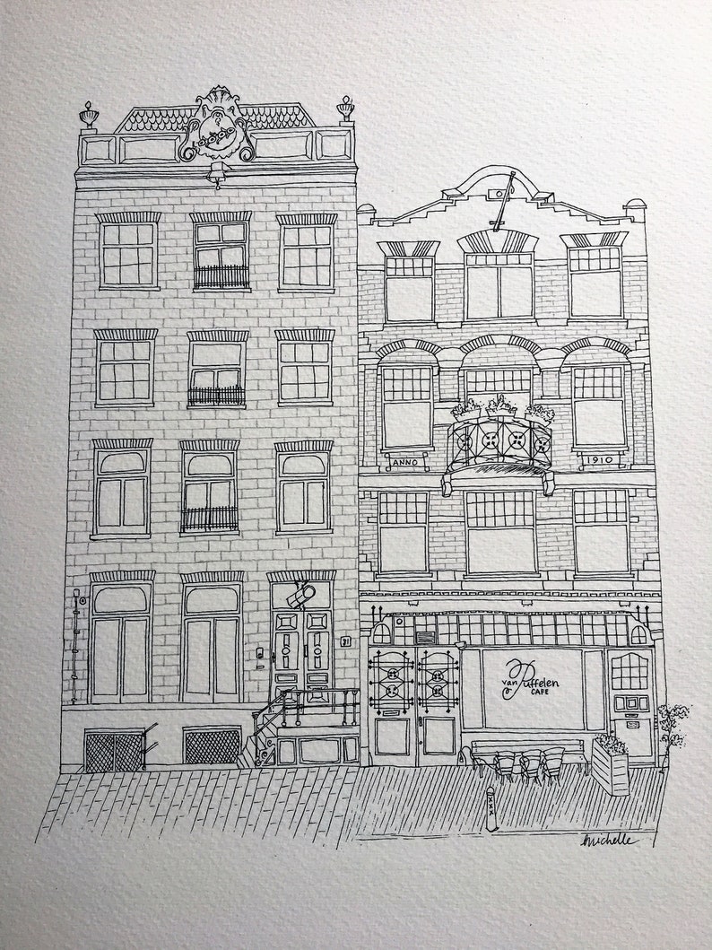 Custom Pen & Ink Drawing (double Building) - Etsy