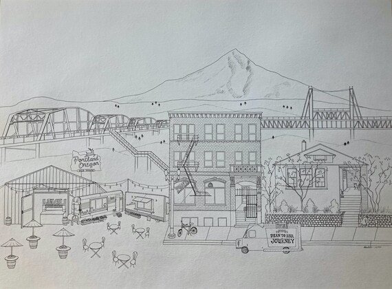 Custom Pen & Ink Drawing full Scene | Etsy