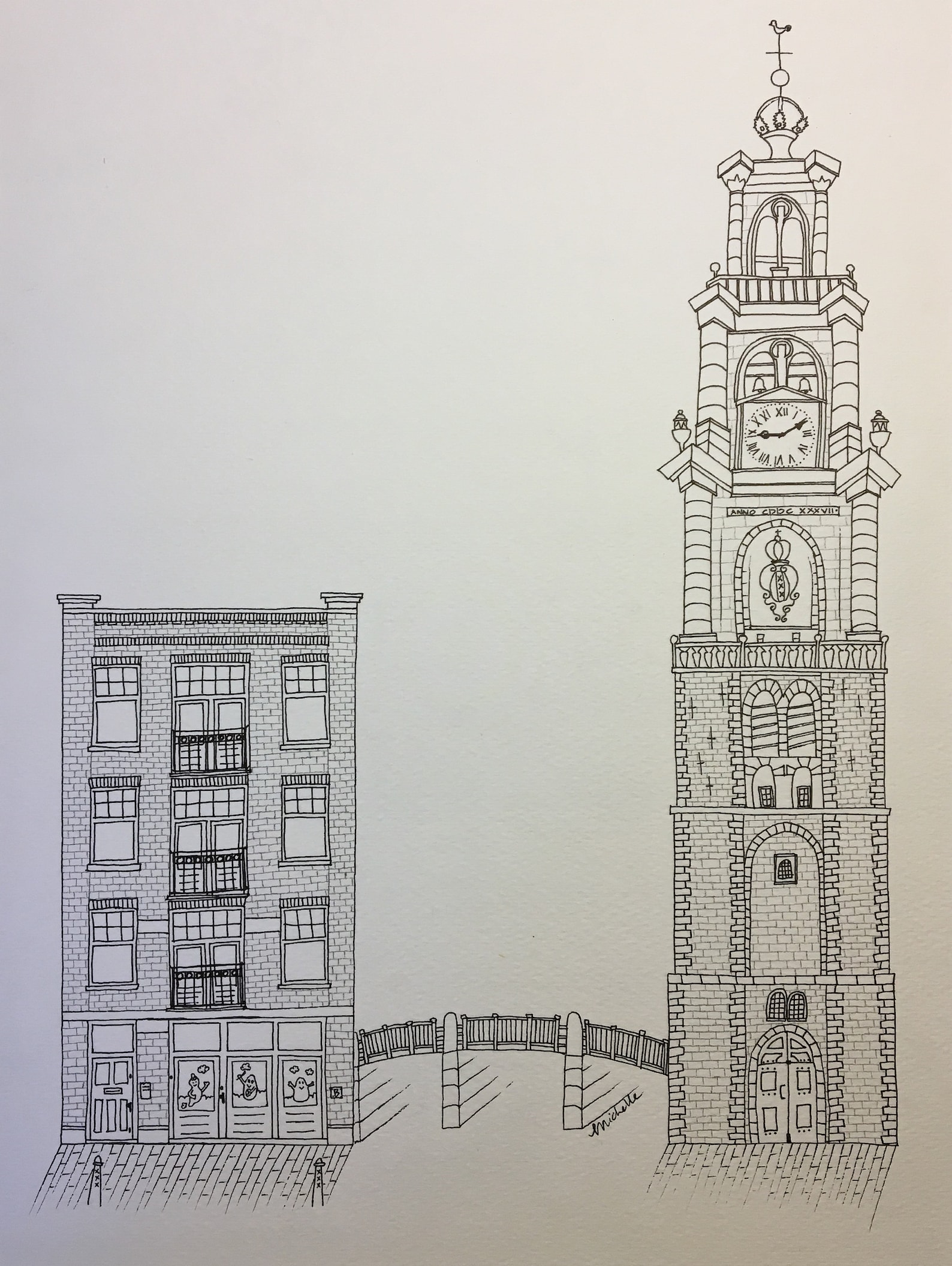 Custom Pen & Ink Drawing (double Building) - Etsy