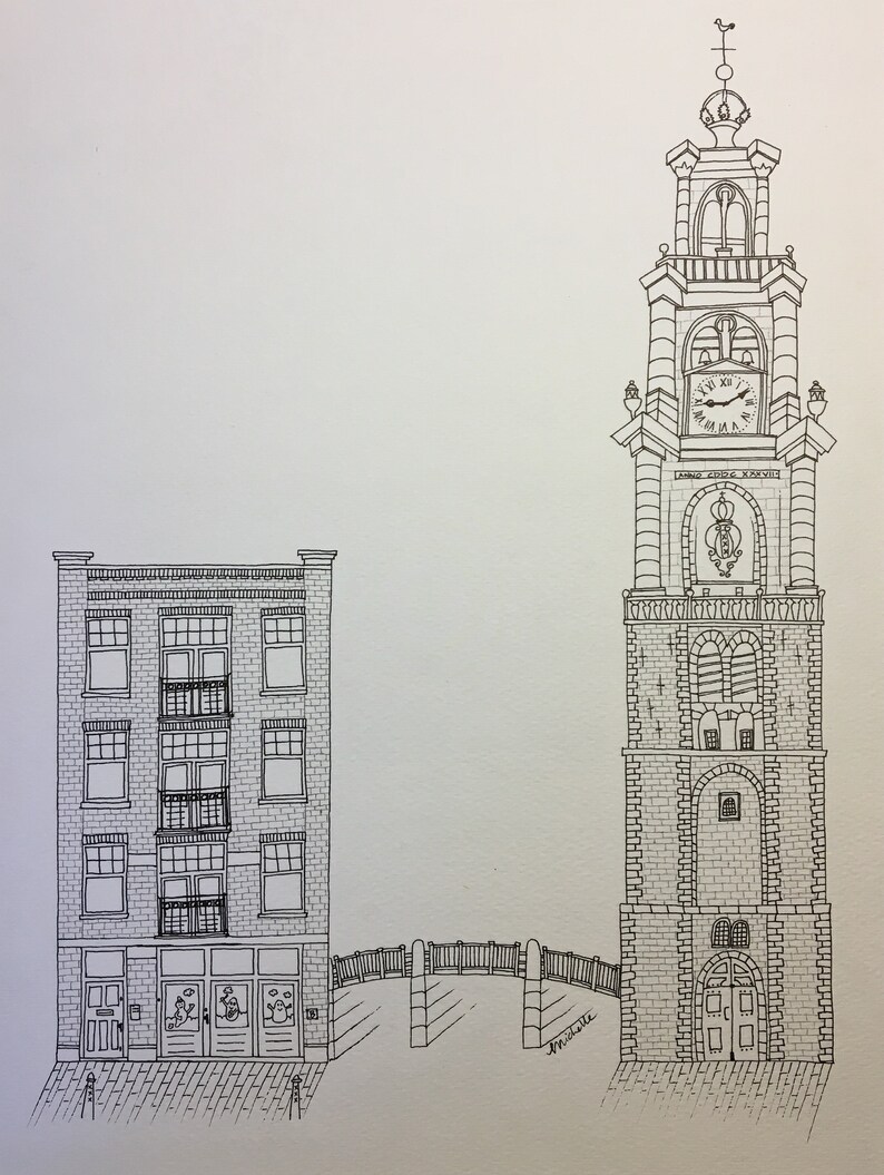 Custom Pen & Ink Drawing (double Building) - Etsy