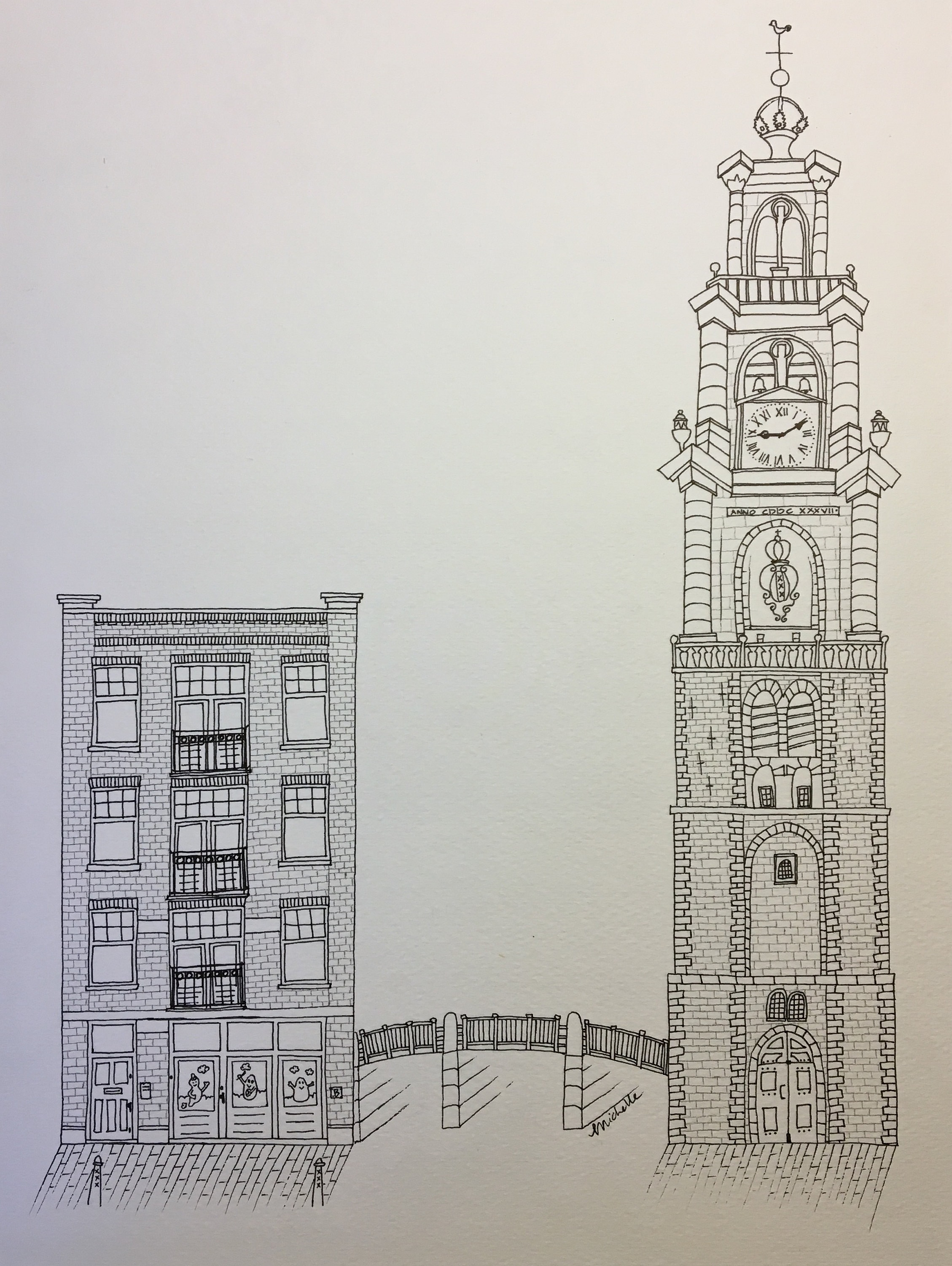 Custom Pen & Ink Drawing (double Building) - Etsy