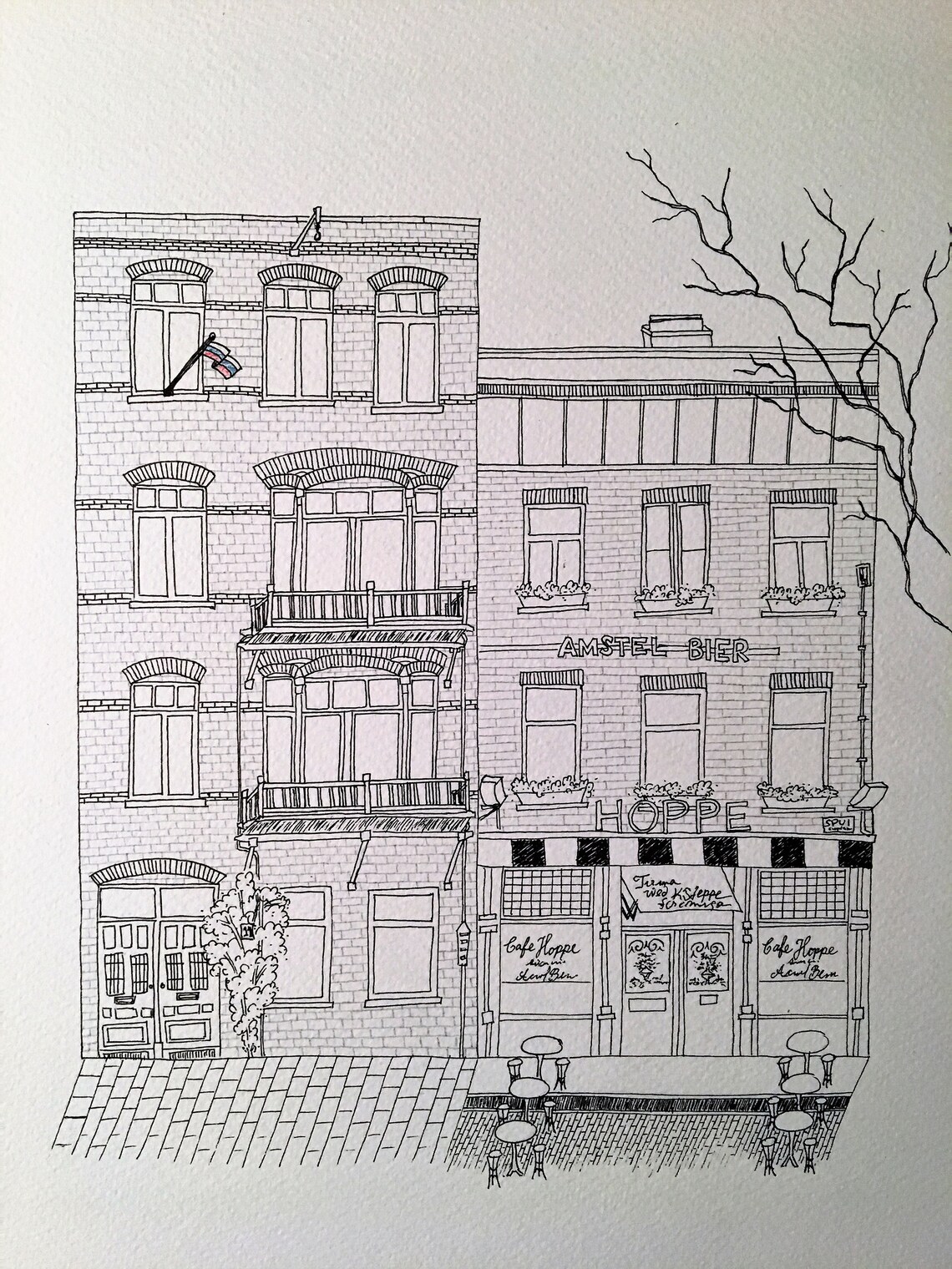Custom Pen & Ink Drawing (double Building) - Etsy