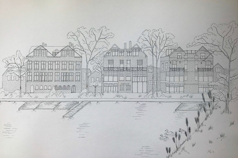 Custom Pen & Ink Drawing (triple Building) - Etsy