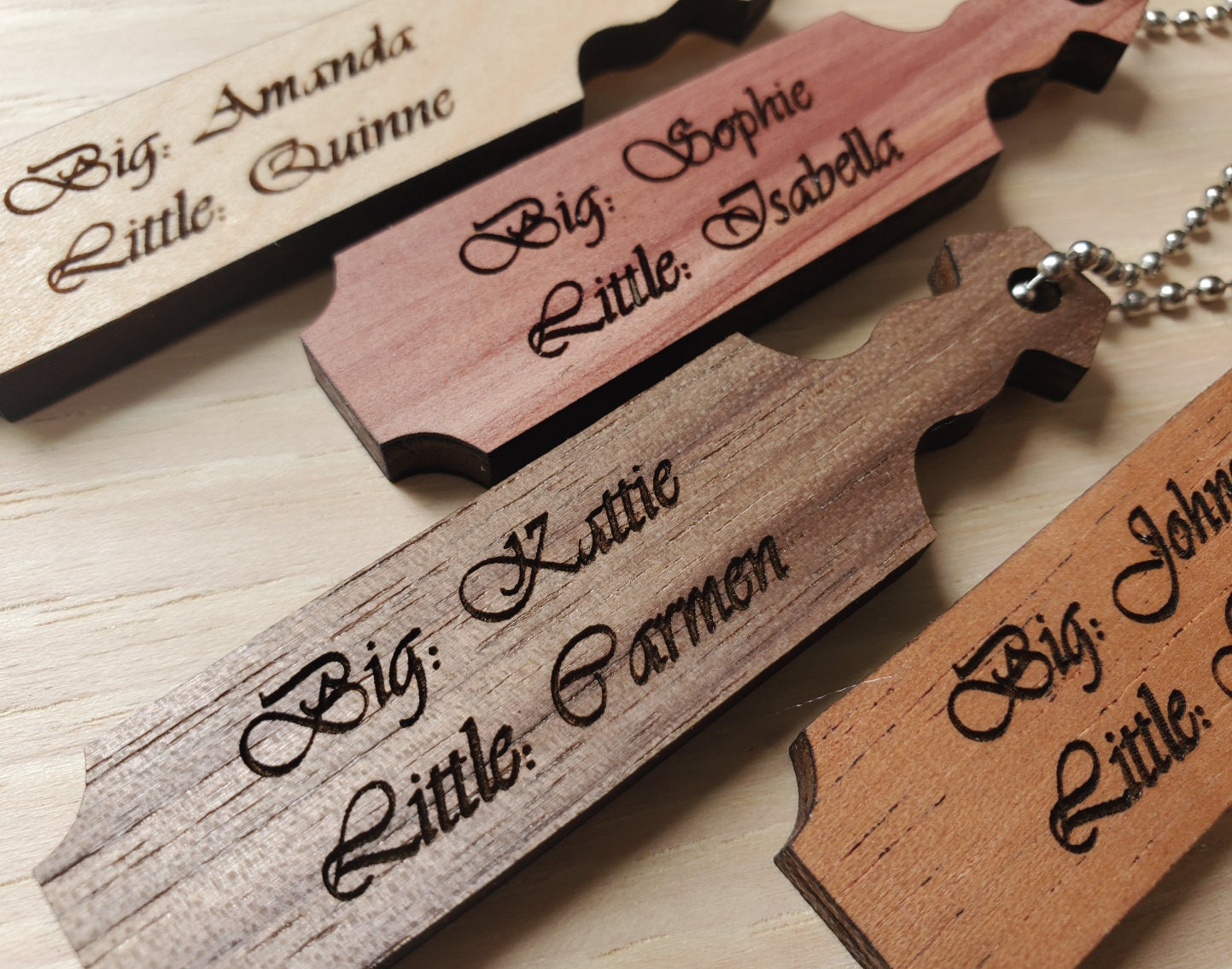 Big & Little Paddle Keychain 3 Inch Greek Gift Greek Key | Etsy