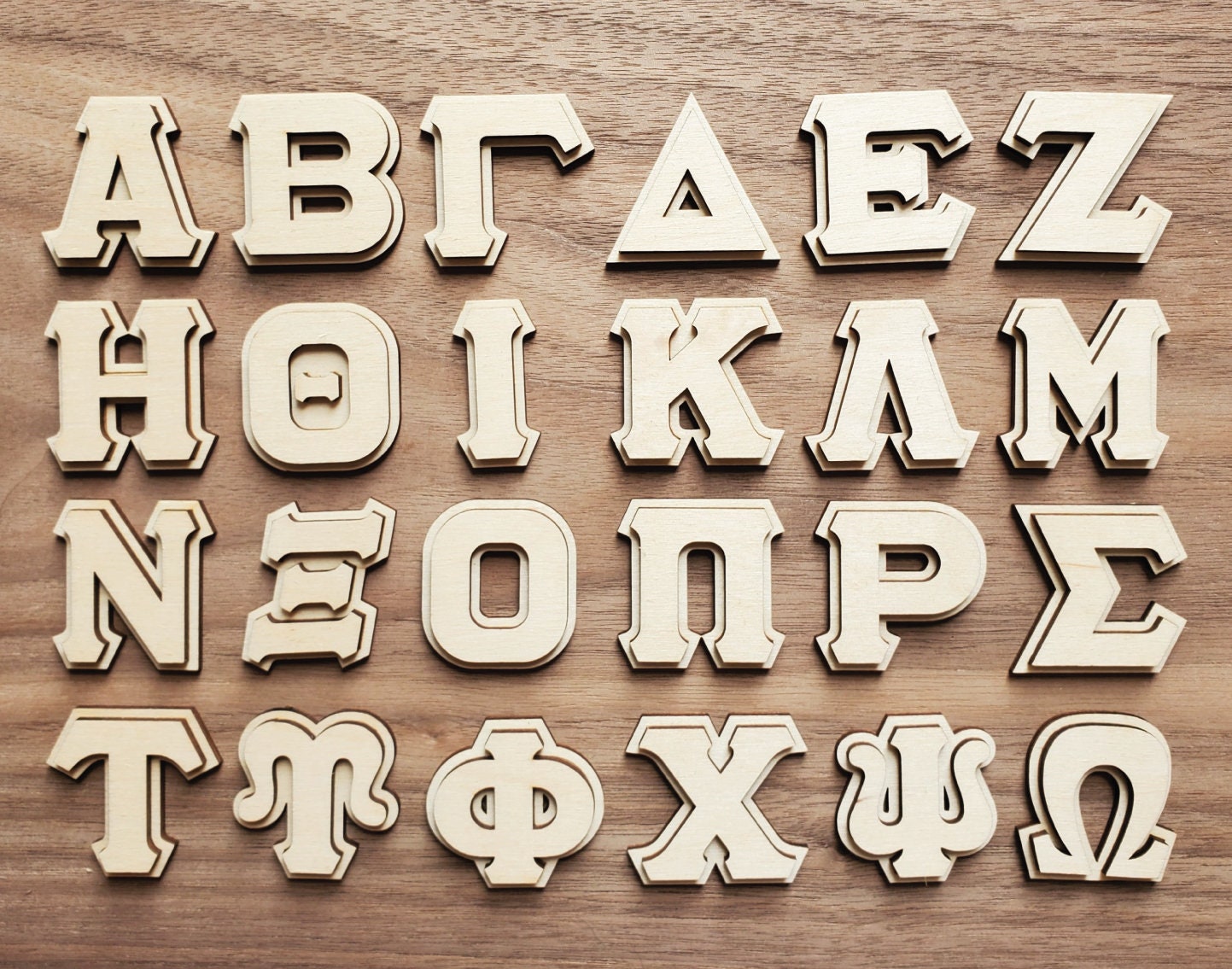 Wooden Greek Letters Font SP Double Layered For Greek | Etsy