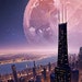 Chicago Skyline, Full Moon Night, Digital Print. Wall Art - Etsy