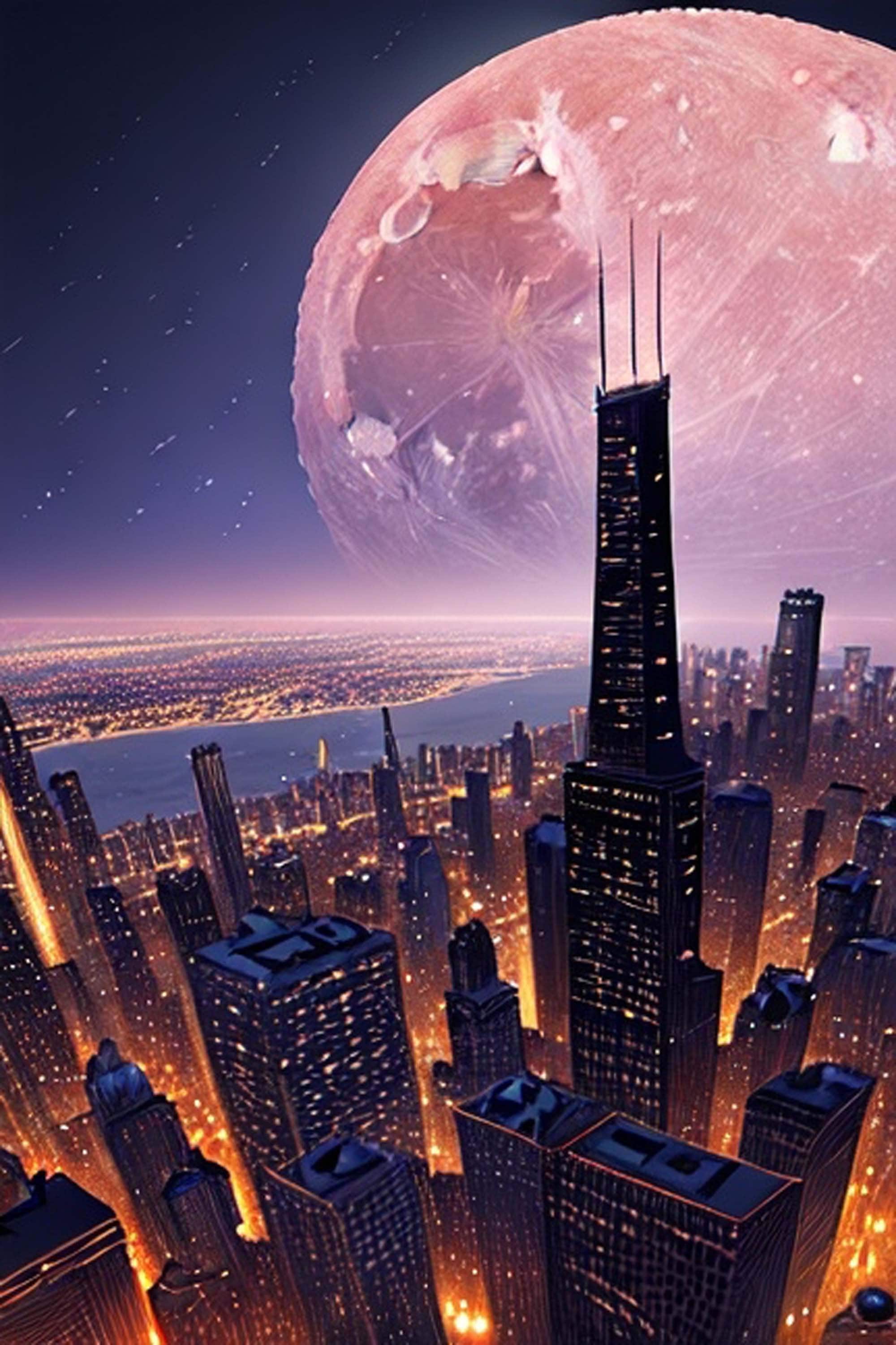 Chicago Skyline, Full Moon Night, Digital Print. Wall Art - Etsy