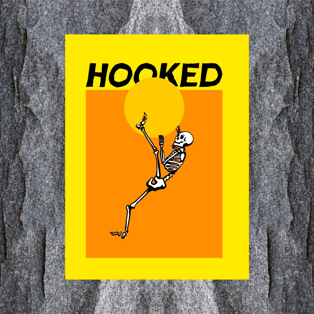 Rock Climbing Poster- Hooked- in Yellow - Etsy