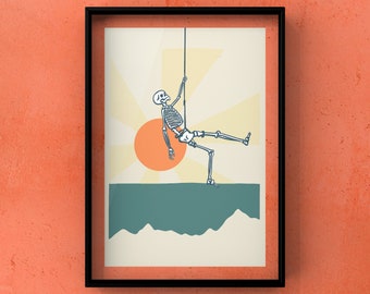 Rock Climbing Skeleton Poster hang in There - Etsy