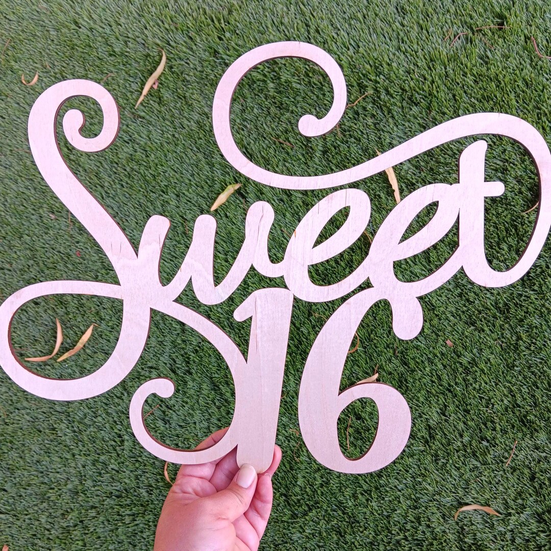 Sweet 16 Backdrop Decor, Wood Cutout, Laser Cut Sign, Sweet 16 Cutout ...