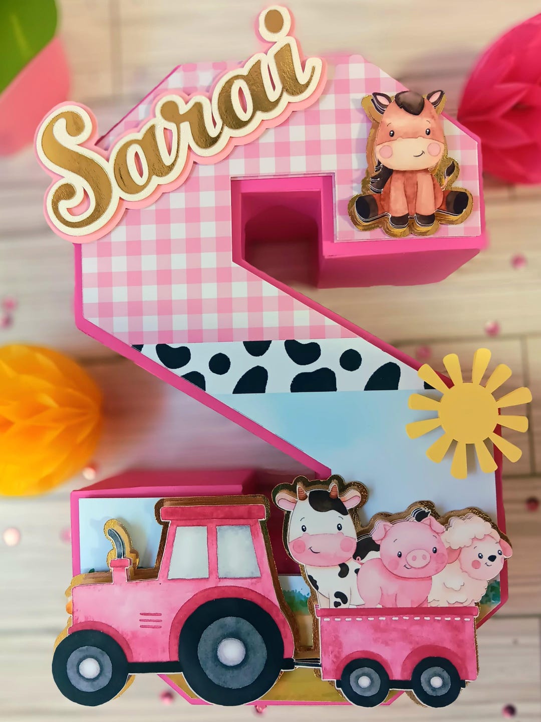 Farm Animal 3D Letter | Barn Theme 3D Letter | Pink Farm 3D Letter ...