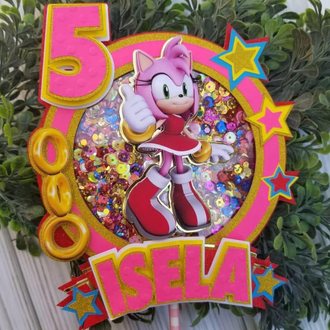 Amy Rose Cake Topper | Sonic Character Cake Topper | Girl Birthday Cake ...