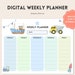Printable Kids Weekly Planner - Transportation, Homeschool Weekly ...