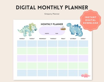 Printable Kids Weekly Planner, Dinosaur Daily Planner, Homeschool ...