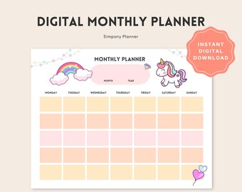 Printable Kids Monthly Planner Flower, Homeschool Monthly Schedule ...