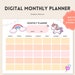 Printable Kids Monthly Planner - Unicorn, Homeschool Monthly Schedule ...
