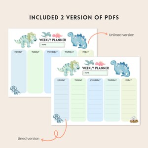 Printable Kids Weekly Planner, Dinosaur Daily Planner, Homeschool ...