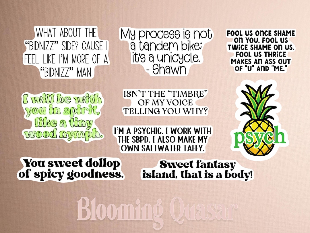 Psych Sticker Set Psych Tv Show Sticker Shawn Quotes Psych Stickers ...