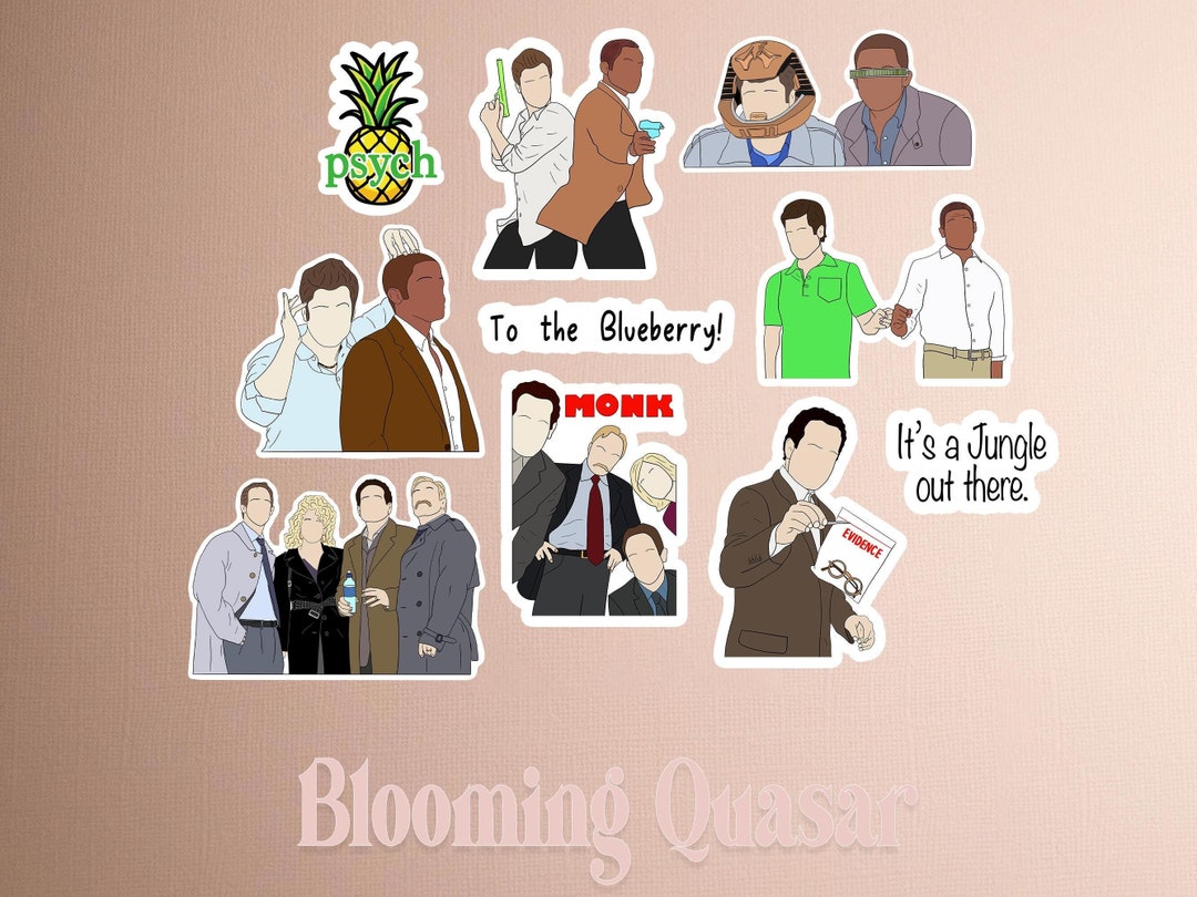Psych Sticker Set Psych Tv Show Sticker Monk Tv Show Stickers Hand ...