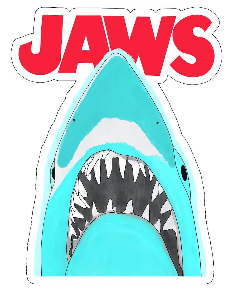 Jaws Sticker 80's Movie Shark Week Sharks - Etsy