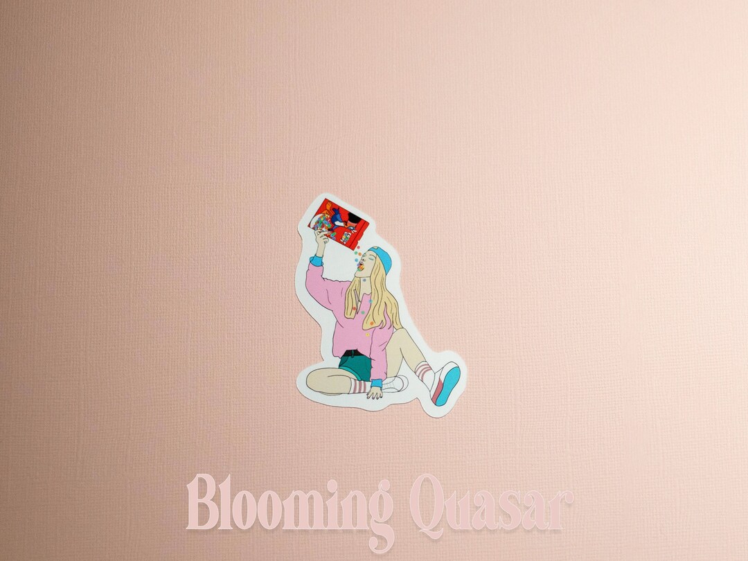 Punk Girl Eating Box of Fruit Loops Sticker Vinyl Sticker Girl Dinner ...