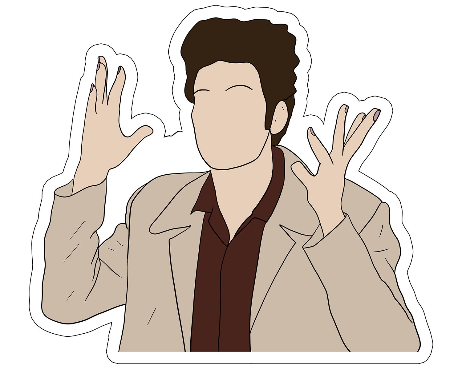 Seinfeld Tv Show Sticker Cosmo Kramer Wild Man Humor - Etsy