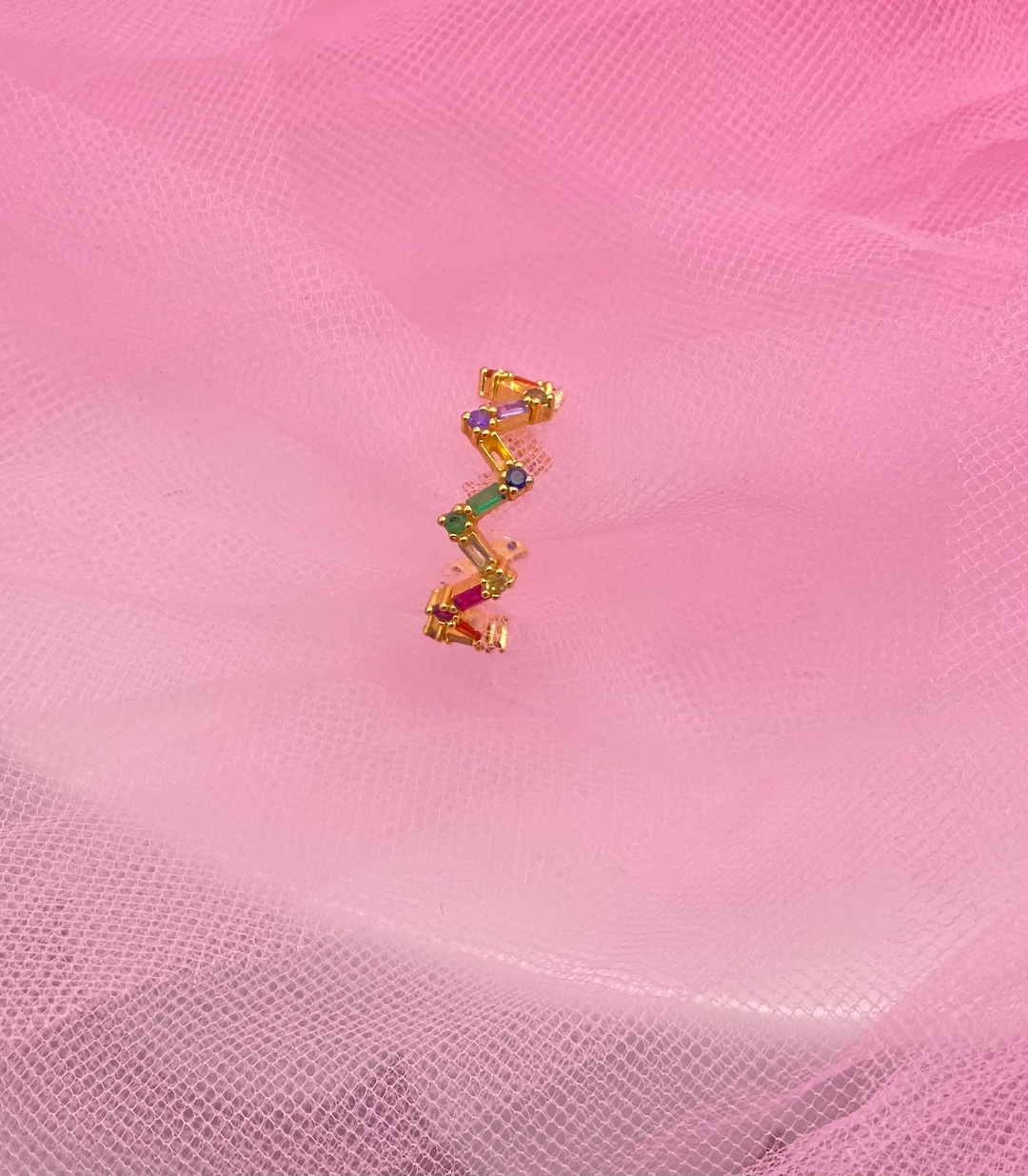 Stackable Ring, Rainbow Crystal Ring, 18k Gold Plated - Etsy
