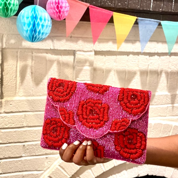 Pink Floral Clutch - Etsy