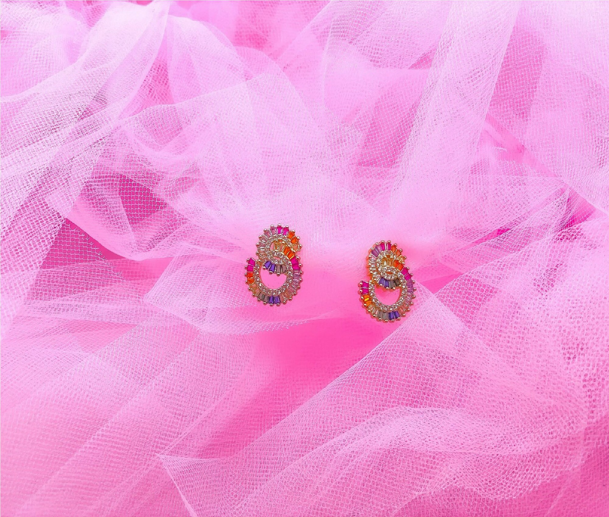 Claudia Crystal Rainbow Earrings Etsy