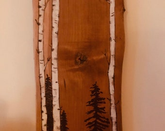 Birch Bark Wood Burning (pyrography) - the Birch Grove, 8" - Etsy