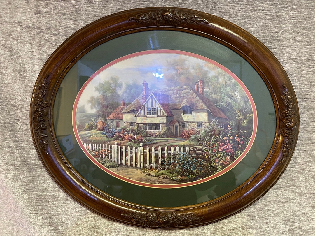 2 Vintage Cottage Pictures in Wood Frames 102 - Etsy