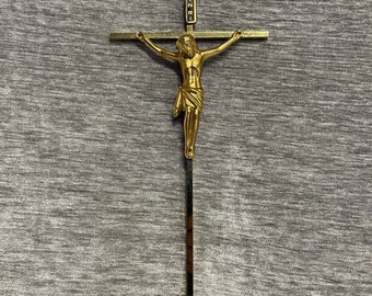 Antique Brass Altar Cross 1800s Crucifix Christian Church Standing ...