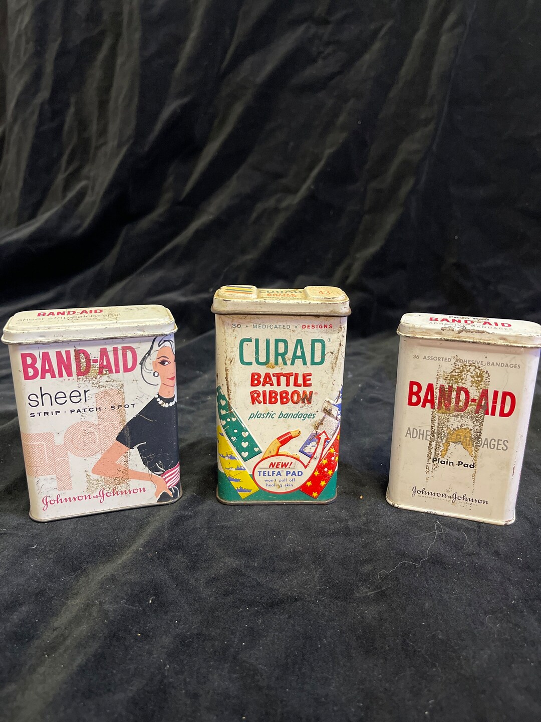Antique Band-aid and Curad Tins. Curad Tin Has Bandaids and Wrappers ...