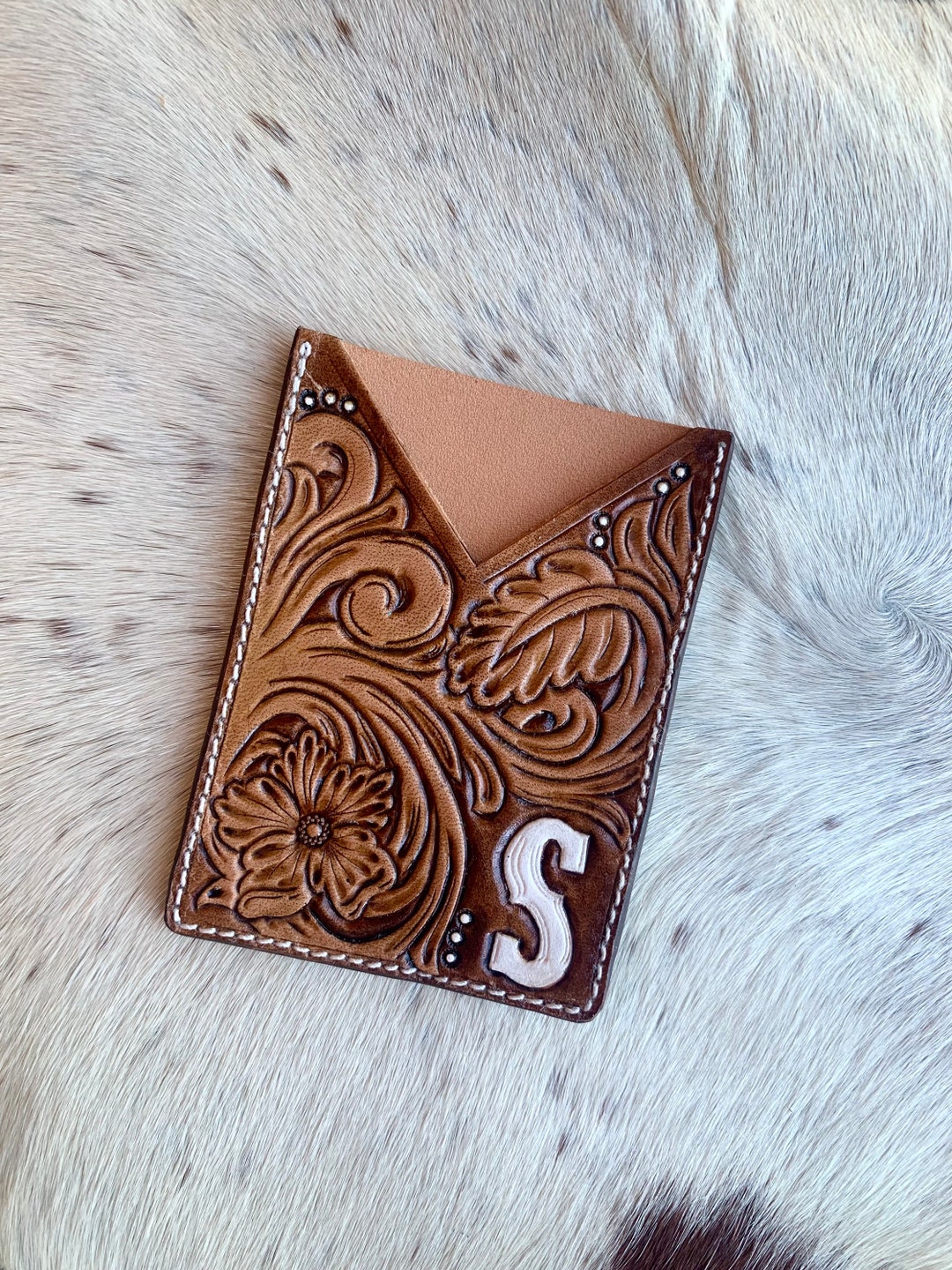 Custom Tooled Phone Card Wallet - Etsy