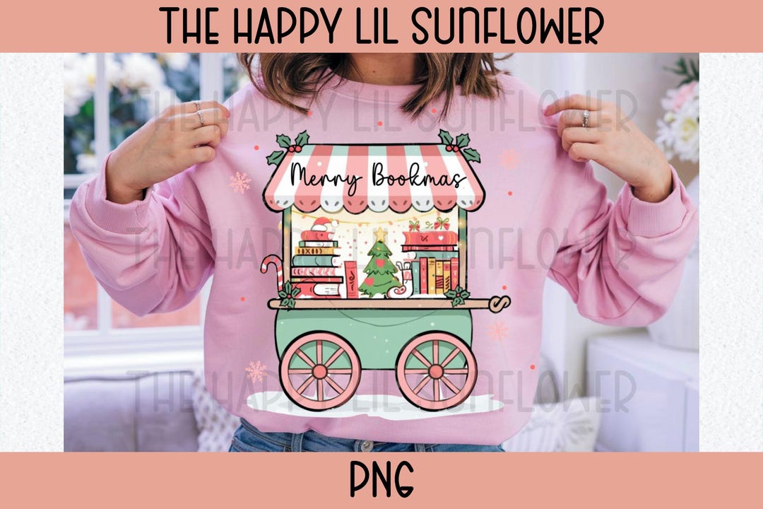Christmas Book Cart PNG, Bookish Reader Design (digital Download) - Etsy