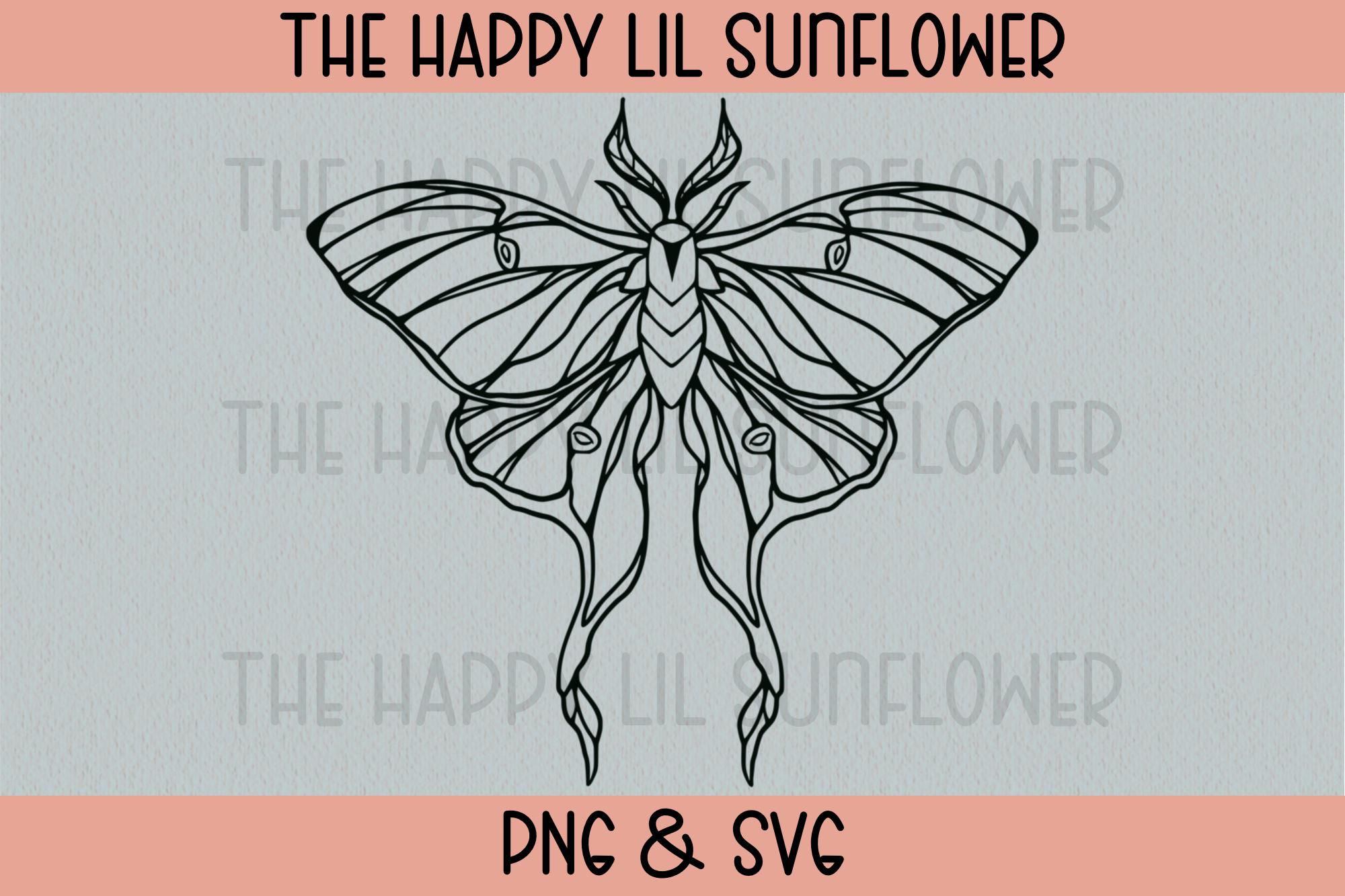 Luna Moth SVG Cut File, Wicca, Wiccan, Moth, Hand Drawn Luna Moth ...