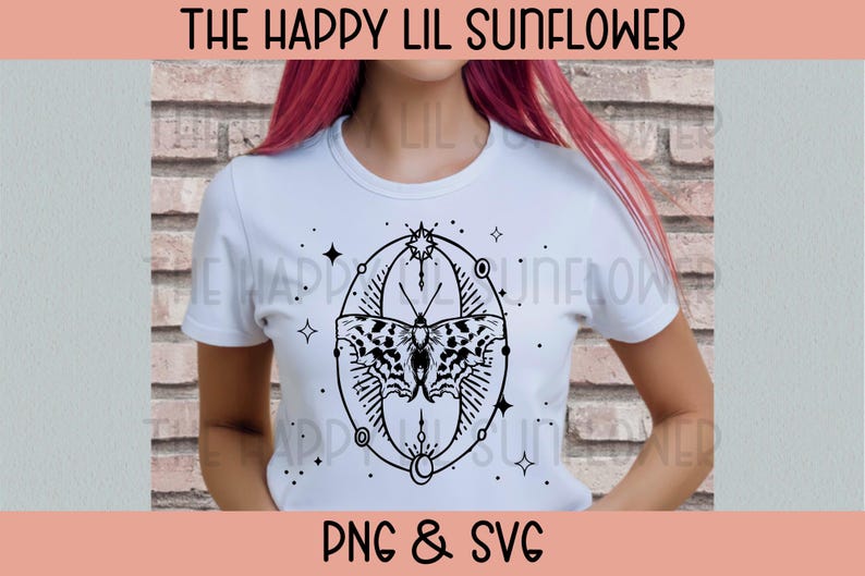 Celestial Moth With Stars SVG Cut File, Wicca, Wiccan, Hand Drawn Moth ...