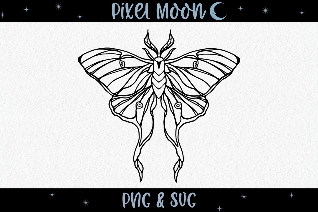 Luna Moth SVG Cut File, Wicca, Wiccan. Moth, Hand Drawn Luna Moth - Etsy
