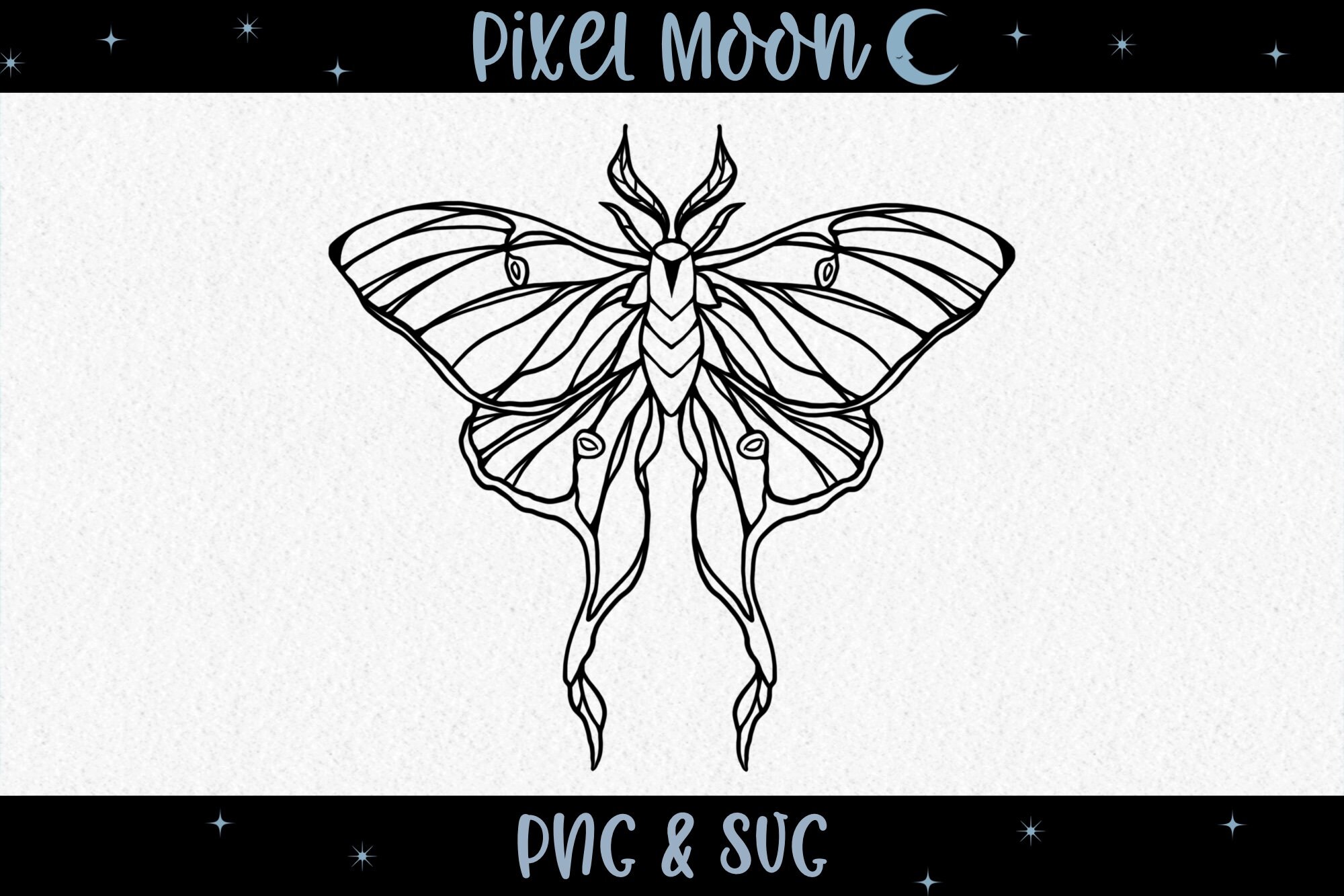Luna Moth SVG Cut File, Wicca, Wiccan. Moth, Hand Drawn Luna Moth - Etsy