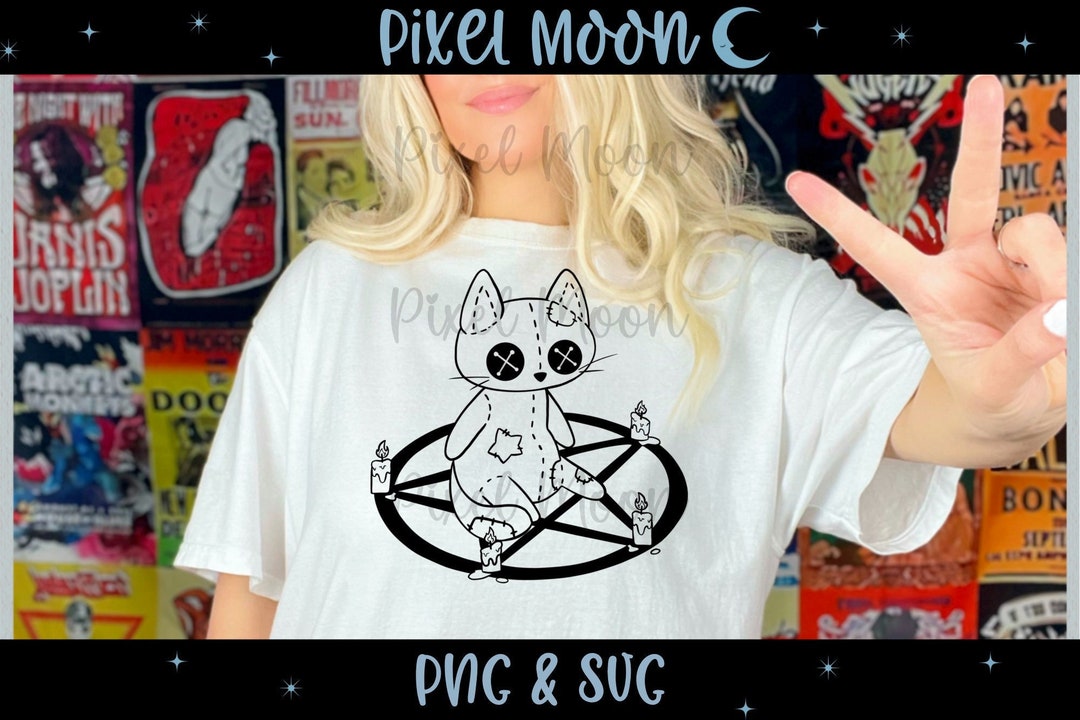 Plush Cat in Pentacle SVG Cut File, Wicca, Wiccan, Plush Cat With ...
