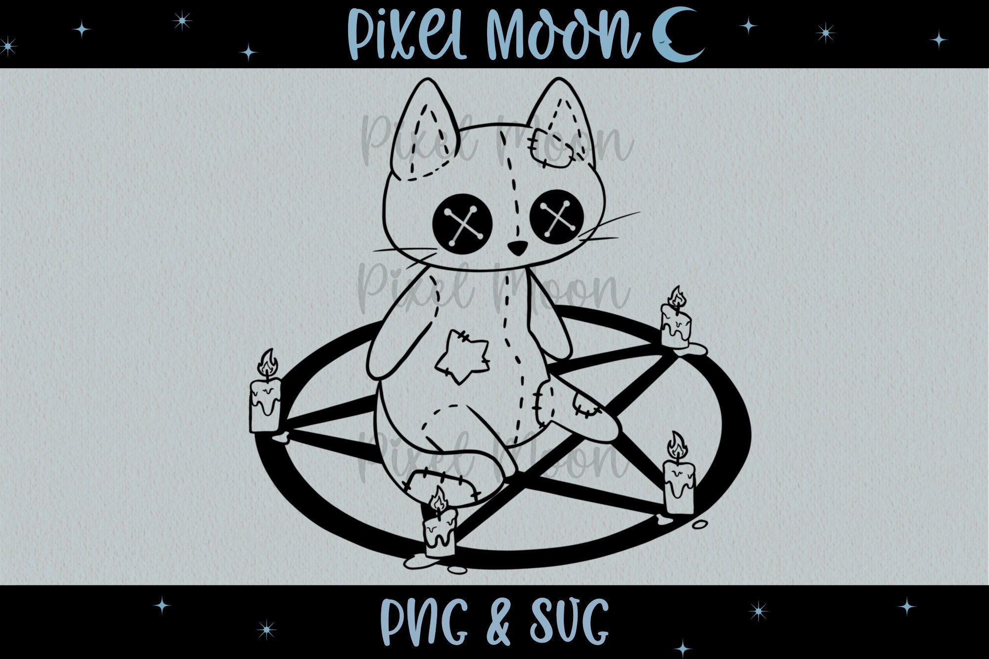 Plush Cat in Pentacle SVG Cut File, Wicca, Wiccan, Plush Cat With ...