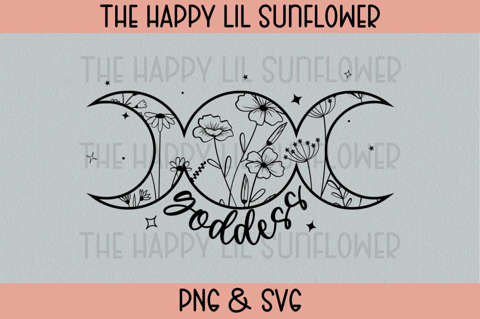 Triple Moon Goddess Floral SVG Cut File, Wiccan (PNG, SVG) - Etsy