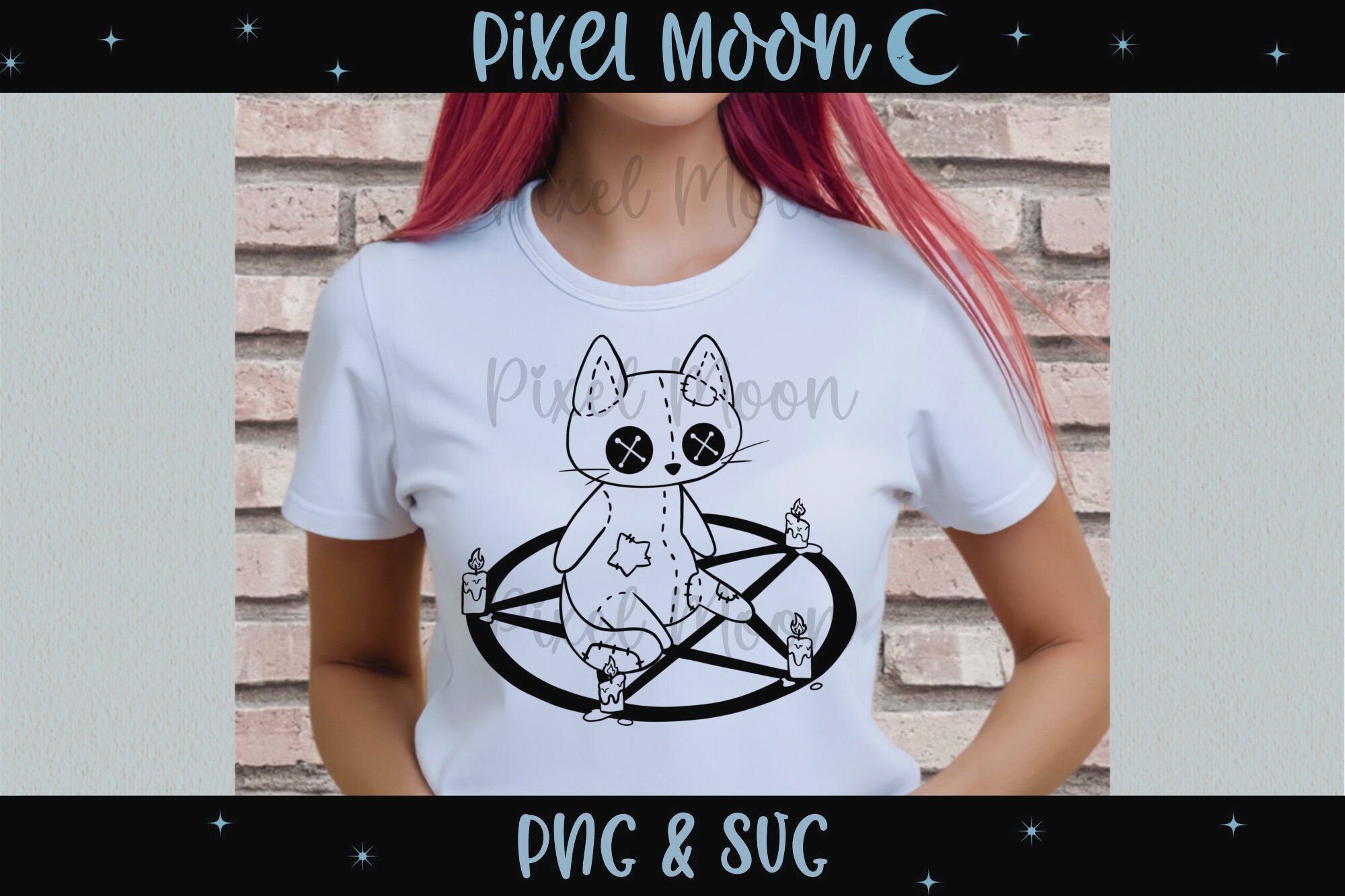 Plush Cat in Pentacle SVG Cut File, Wicca, Wiccan, Plush Cat With ...