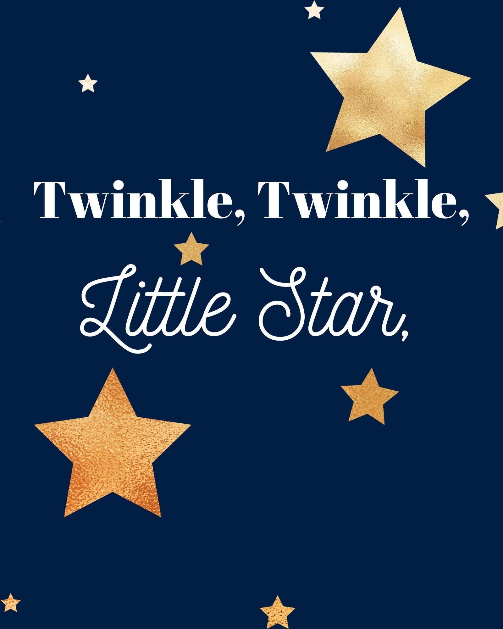 Twinkle Twinkle Little Star Digital Print, Twinkle, Little Star, Navy ...