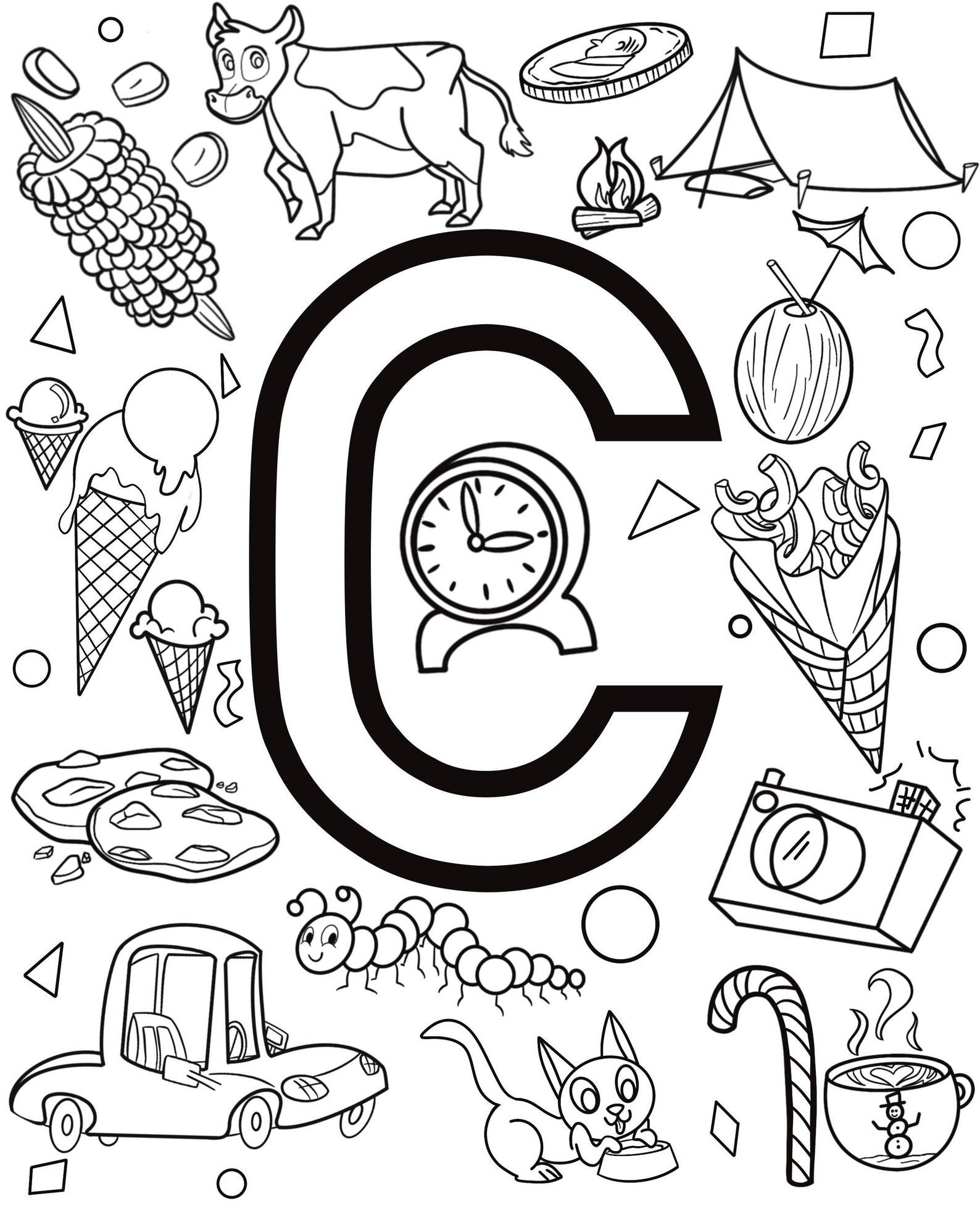 Alphabet Kids Coloring Page With the Letter C - Etsy