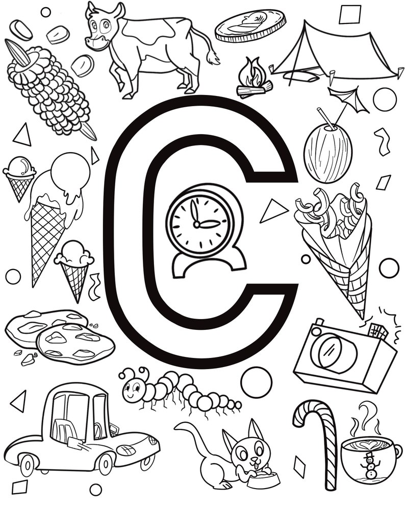 Alphabet Kids Coloring Page With the Letter C - Etsy